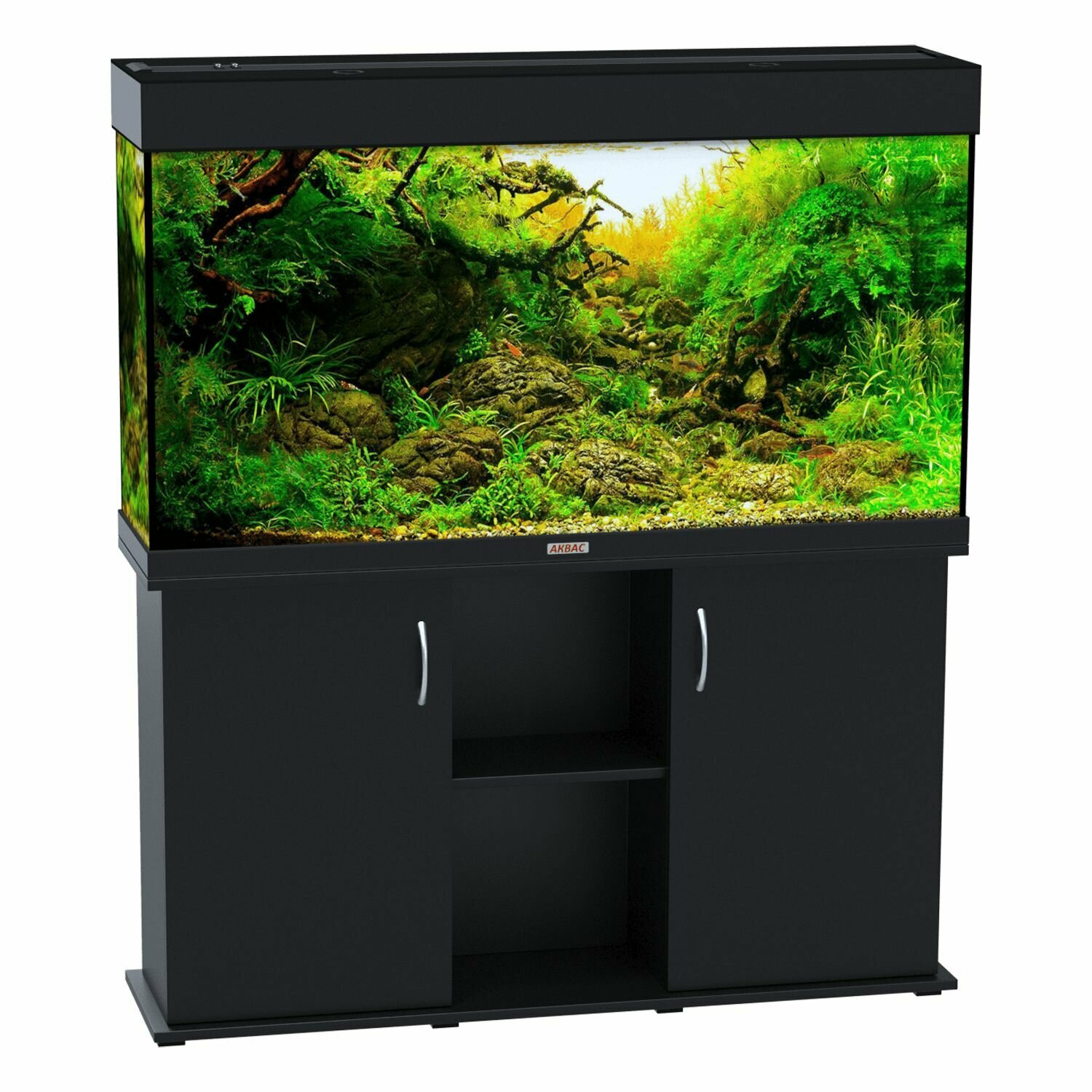 Аквариум 230 литров с тумбой крышкой и освещением (121х31х70 см) Аквас