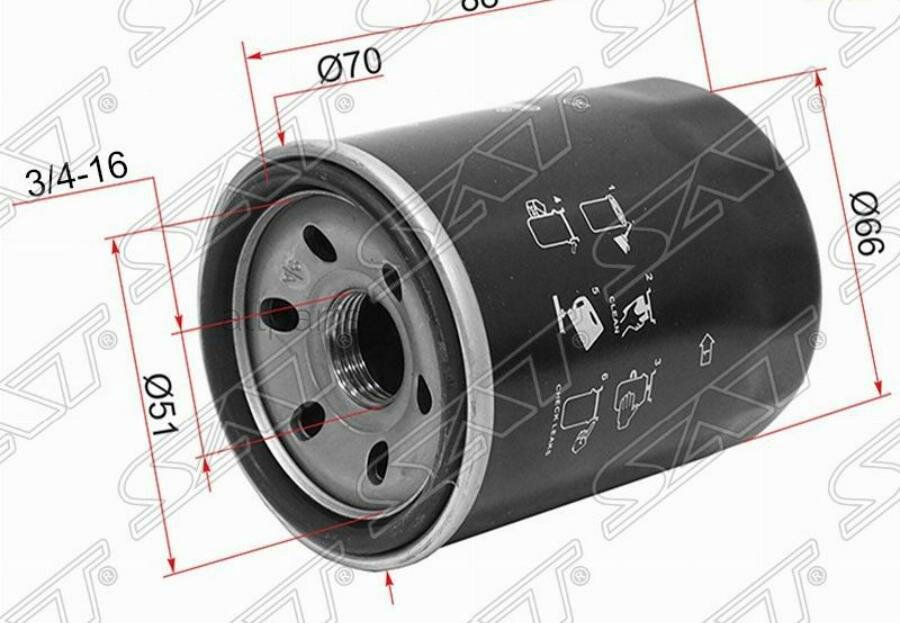SAT ST-16510-61A30 Фильтр масляный Suzuki Escudo 88-05 / Grand Vitara 97-16