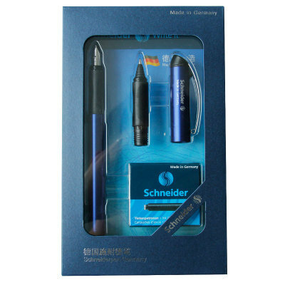 Набор Schneider BK600, авторучка, держатель для перьев, 3 ручки, футляр, синие