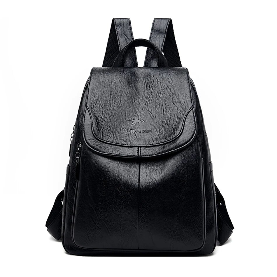 Черный женский рюкзак из искусственной кожи Black-16