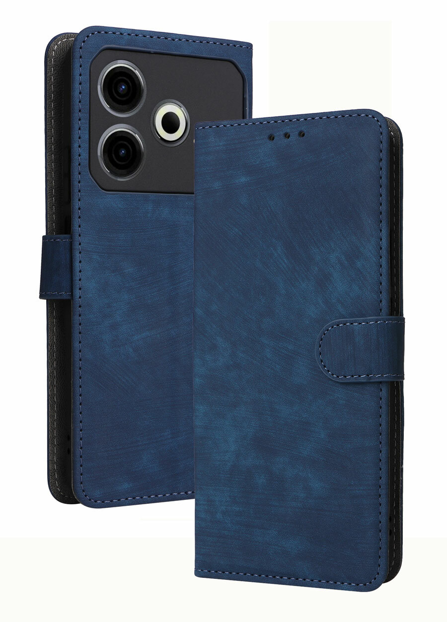 Чехол книжка для Tecno Pova 6 Neo c магнитной застежкой / Техно Пова 6 Нео c отделением под карты (синяя)