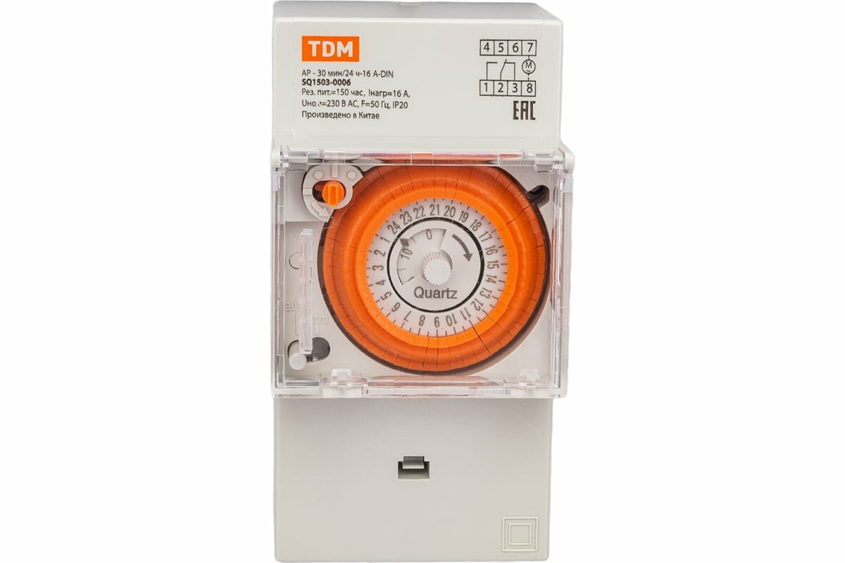 TDM Аналоговое суточное реле АР-30мин/24ч-16А-DIN 3 модуля SQ1503-0006