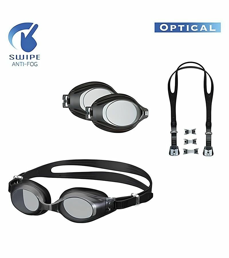 Очки для плавания с диоптриями View Platina Swipe, черные, -2.50