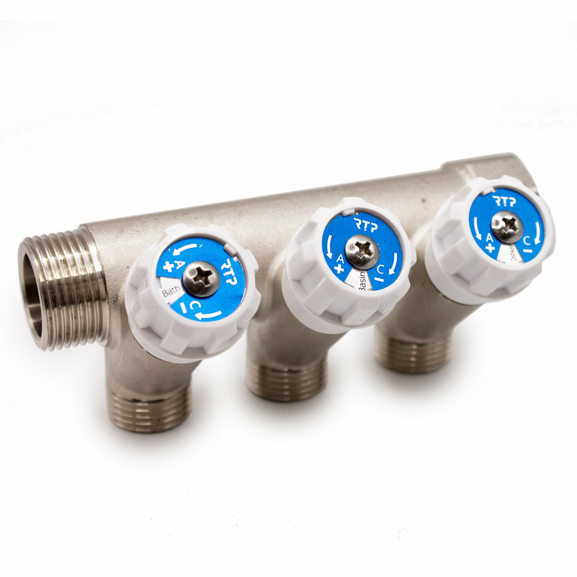 Коллектор с вентилями 1"х3/4", на 3 выхода, с наружной резьбой, РТП | 39509