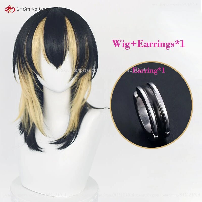 Косплей парик Rindou Haitani, черный с золотым, 50 см, wig B