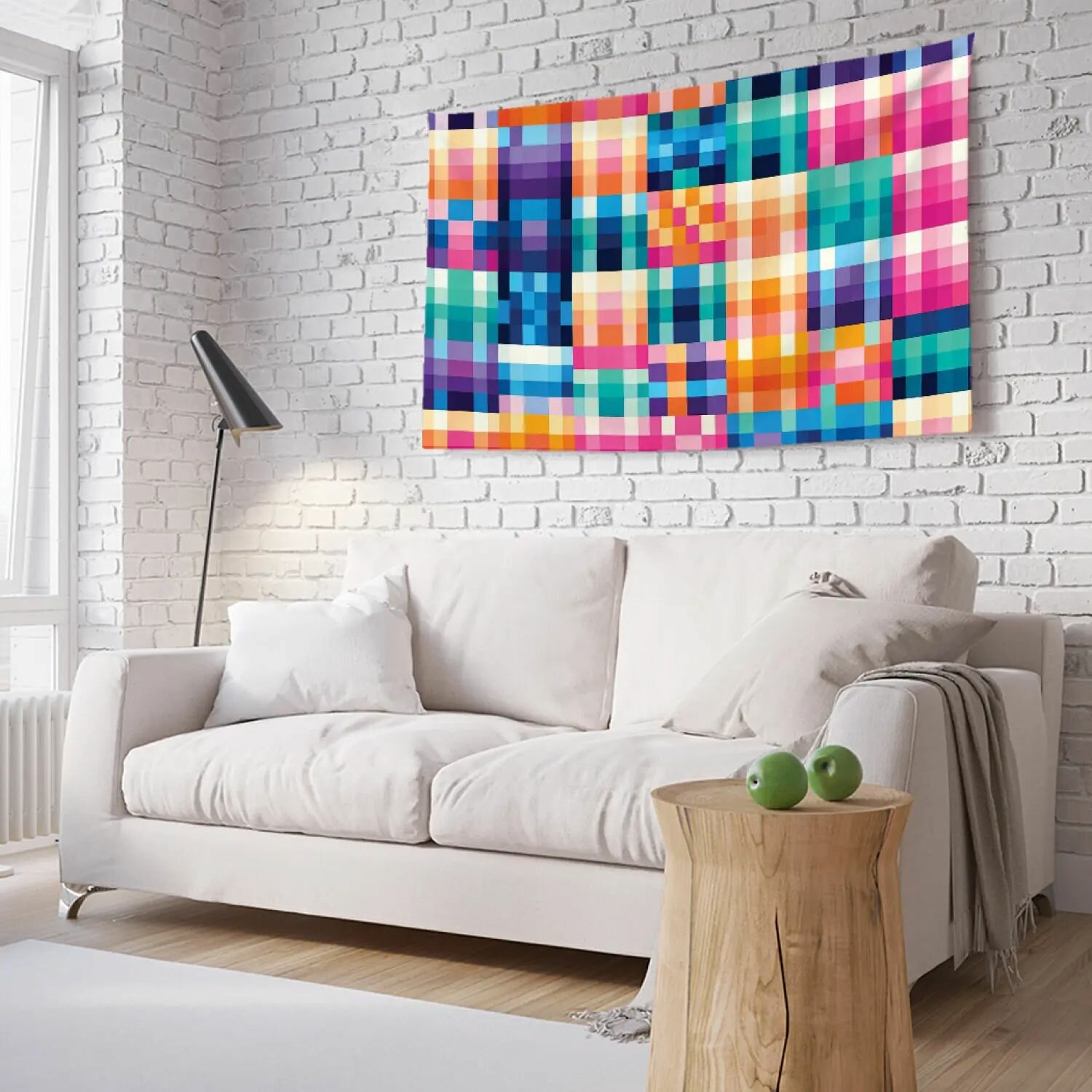 Горизонтальное фотопанно на стену JoyArty "Пиксельные квадратики", из ткани, 150х200 см