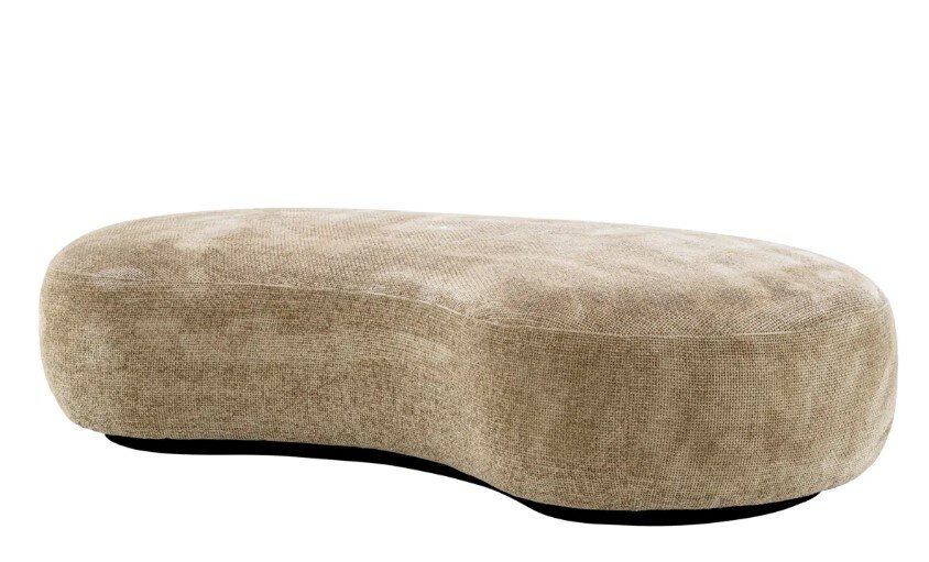 Дизайнерская банкетка " овале " 180Х95 см, букле, бежевый, с выбором оттенка, мягкая