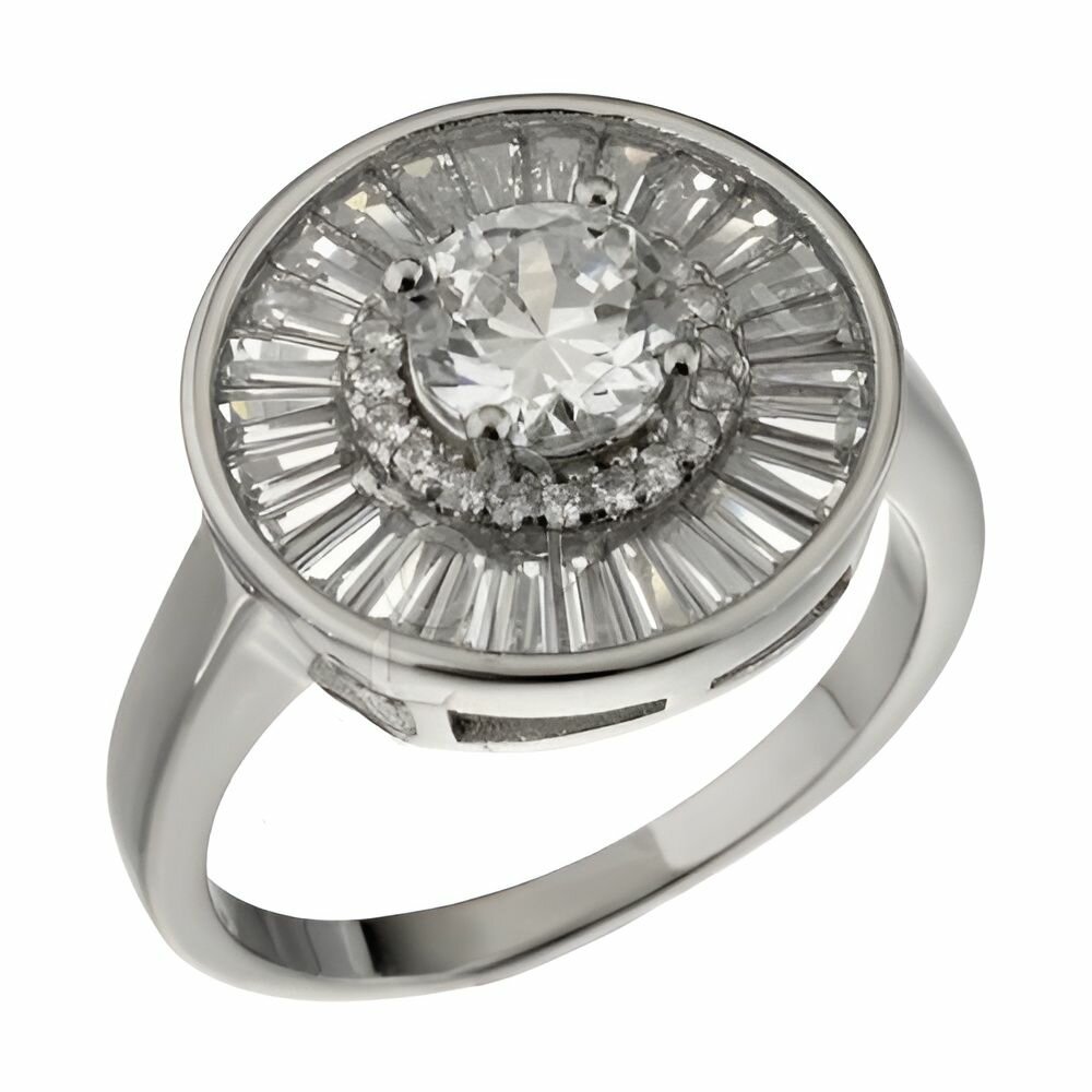 Кольцо тонкое, серебро, 925 проба, родирование, фианит