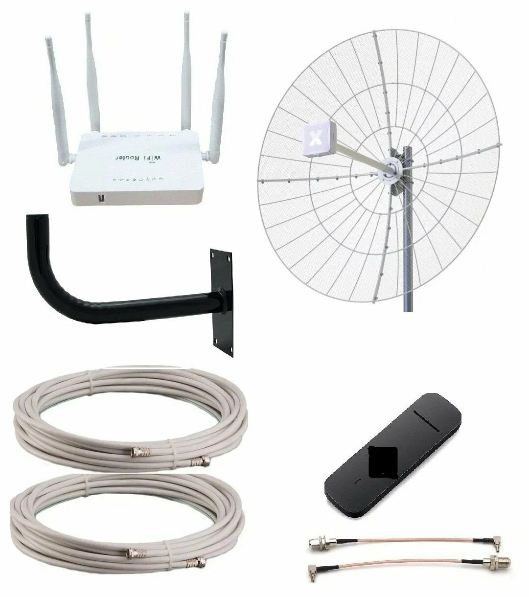 Готовый комплект для усиления мобильного 3G 4G LTE интернета на даче, за городом с самой мощной 3G 4G/LTE антенной Antex Vika-27f mimo 27dBi и кабелем