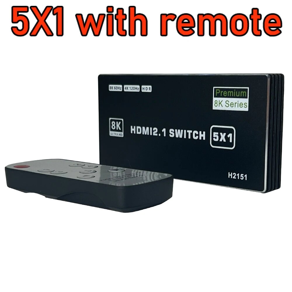 HDmatters 8K Pro HDMI 2.1 коммутатор 5 портов 5X1 with remote