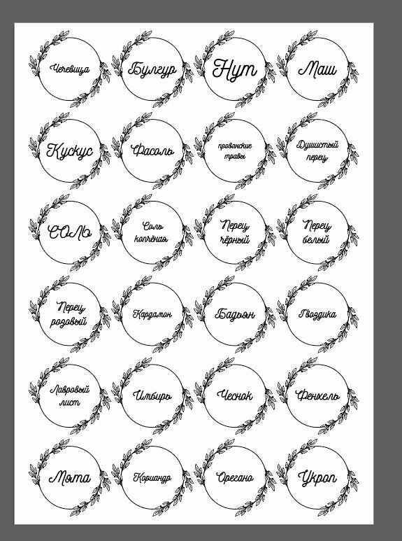 Набор самоклеящихся стикеров "Бакалея" №1