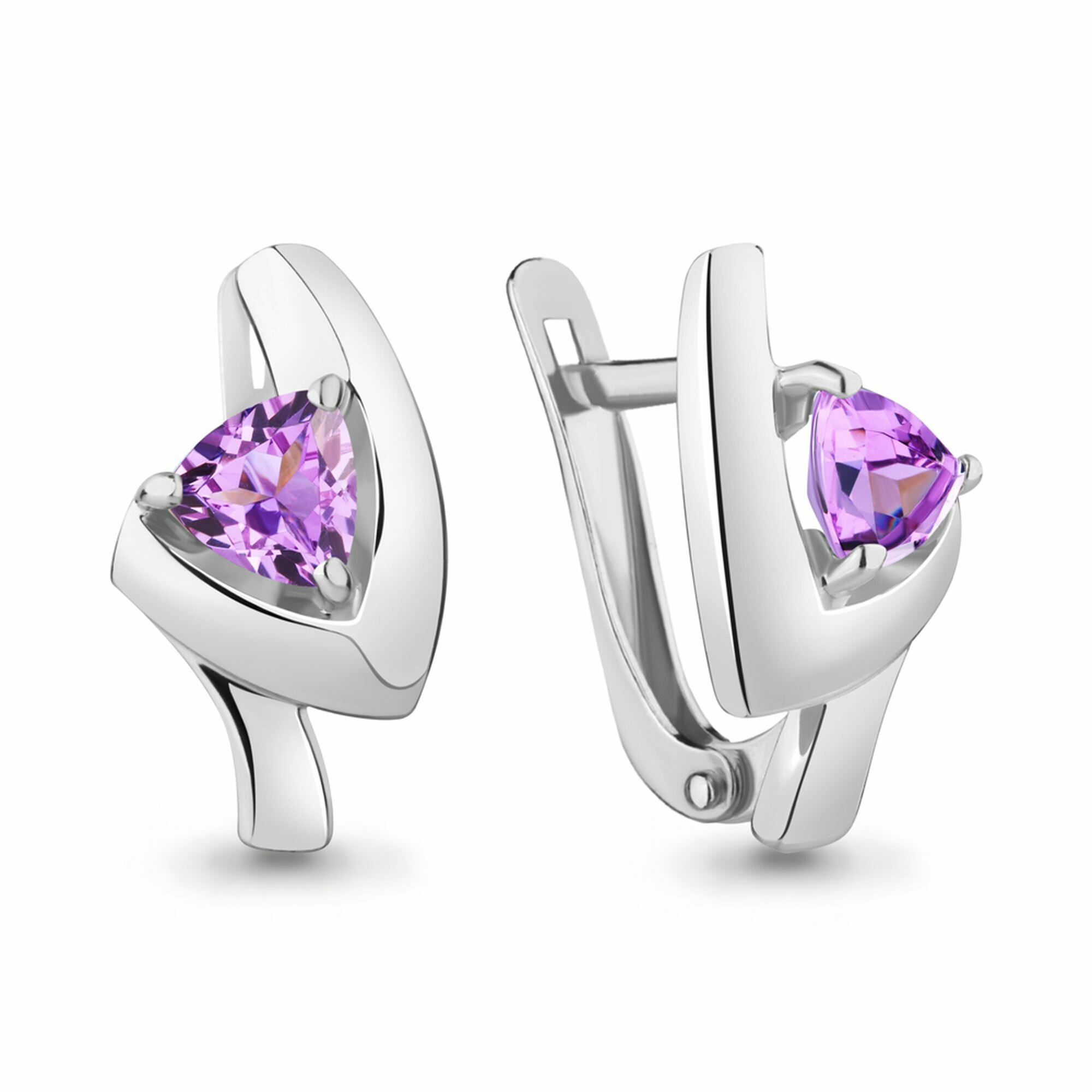Серьги, серебро, 925 проба, родирование, аметист