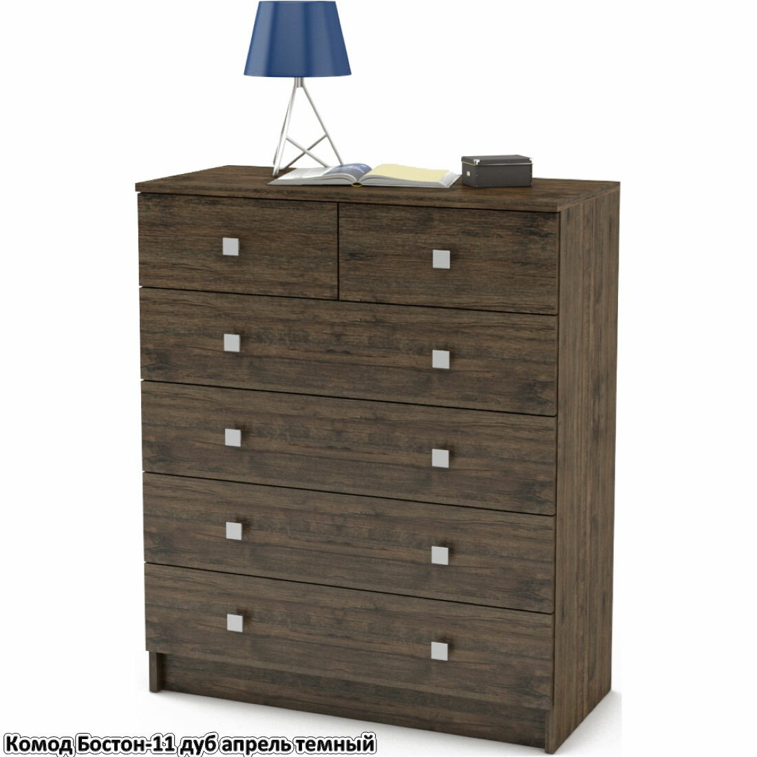 Комод Бостон-11 Дуб-апрель-темный, ЛДСП, МФ Владимир VMF, 80х96,6х38 см.