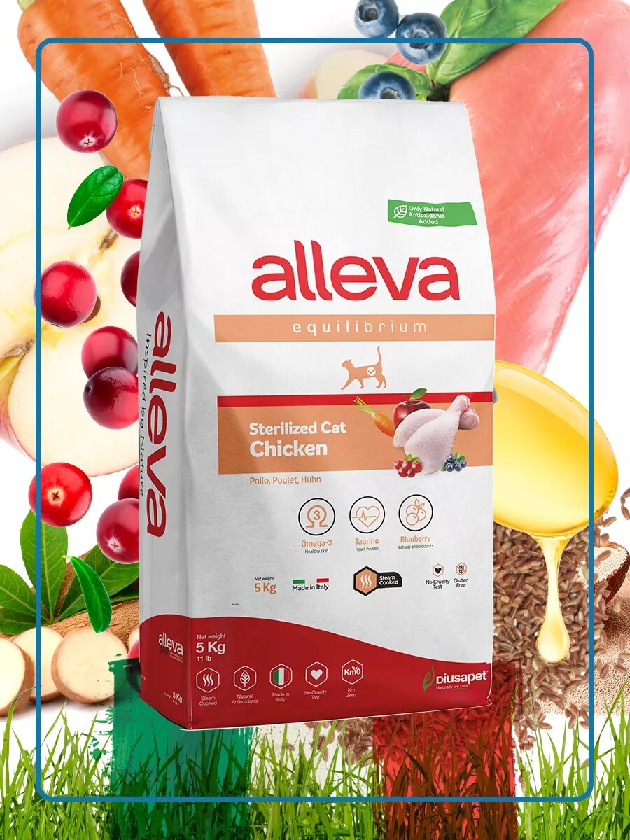 Alleva Equilibrium Chicken Sterilized Cat сухой корм для взрослых стерилизованных кошек с курицей - 5 кг