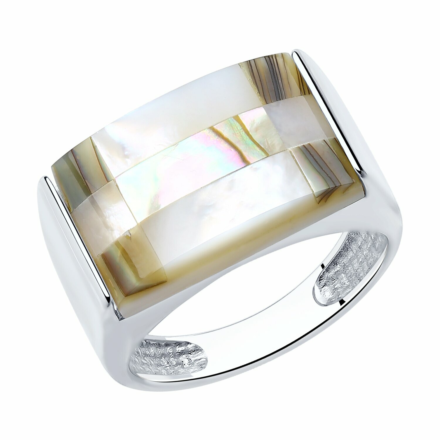 Кольцо, серебро, 925 проба, перламутр