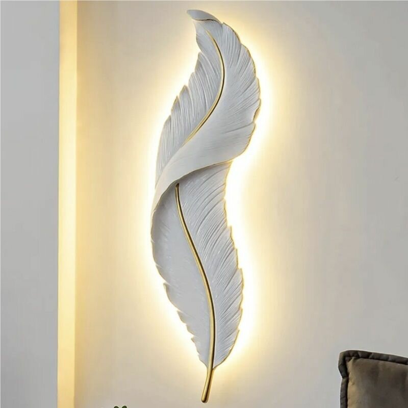 Настенный светильник с перьями для гостиной, телевизионной стены, спальни, прикроватной зоны и прихожей, 63 см