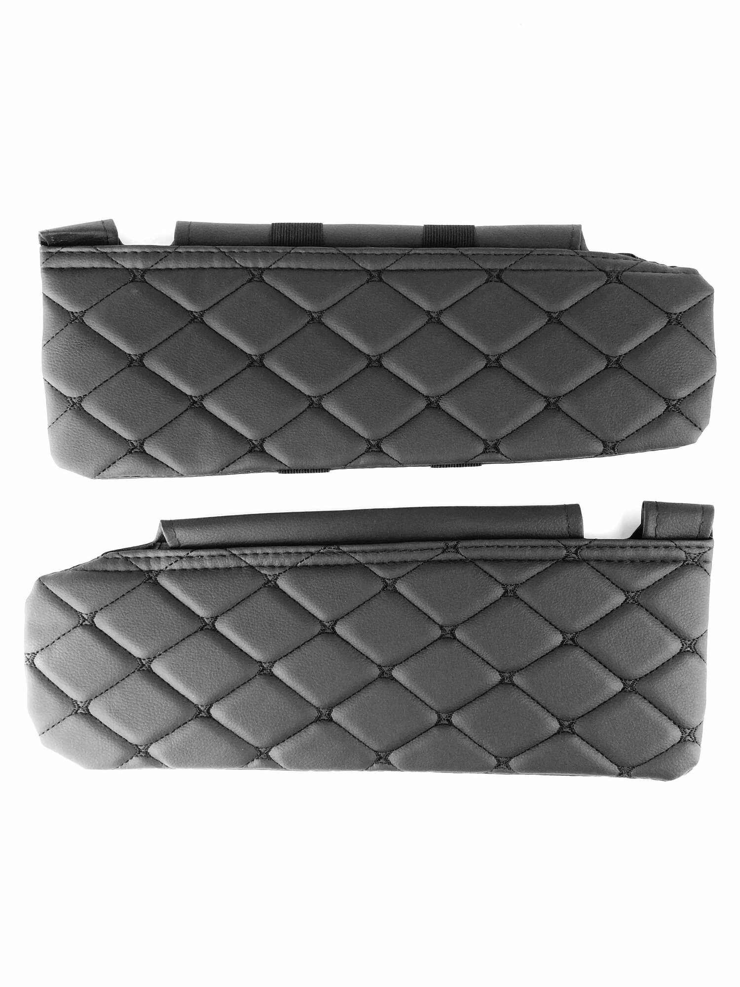 Чехлы на козырьки Ларгус, Рено Логан, Дастер, Сандеро комплект черный ромб, черная нить