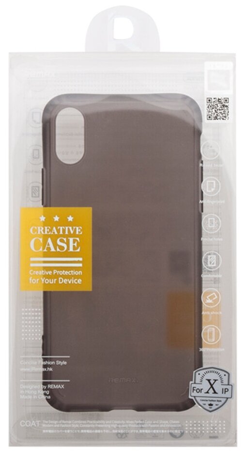 Чехол Remax "Crystal Series", для Apple iPhone X, силиконовый, прозрачный, чёрный