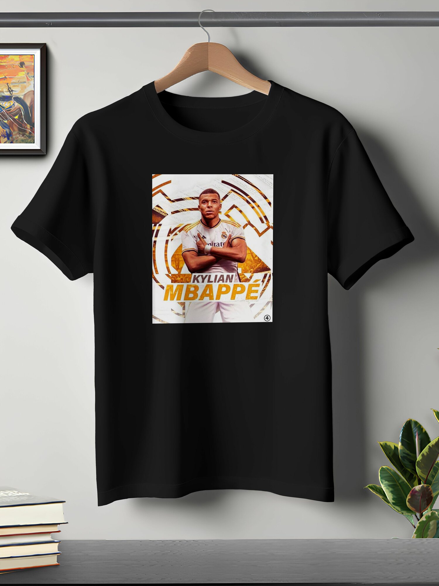 Футболка  Детская ONEQ 146 (11-12) размер с принтом Килиан Мбаппе, черная