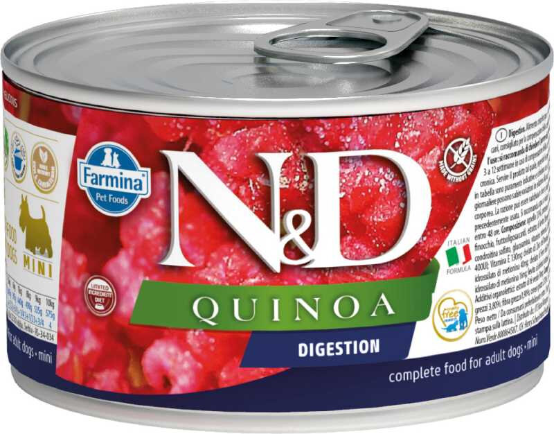 Влажный корм Farmina N&D Quinoa Digestion (Фармина) для собак мелких пород, поддержка пищеварения, 3 штуки по 140 гр