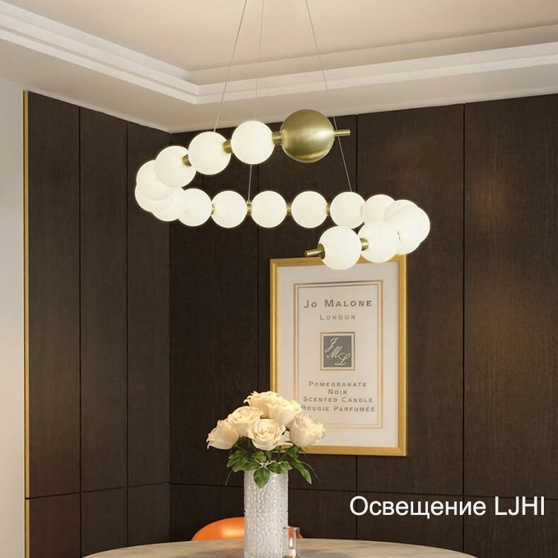 Люстра LJHI SO0039, золотисто-белая, IP48, с пультом, 3 режима
