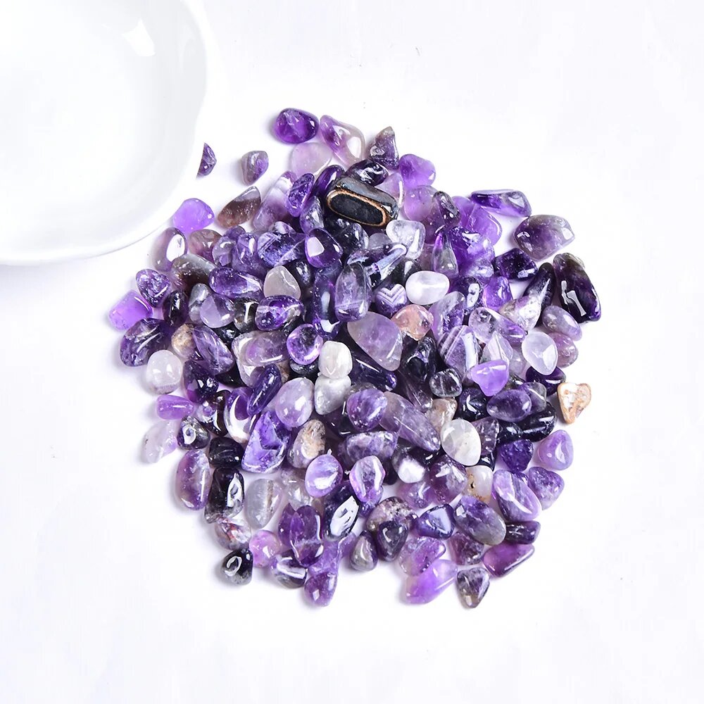 Натуральный гравий из розового кварца и аметиста RYCRYSTAL Фиолетовый, 50g, Amethyst