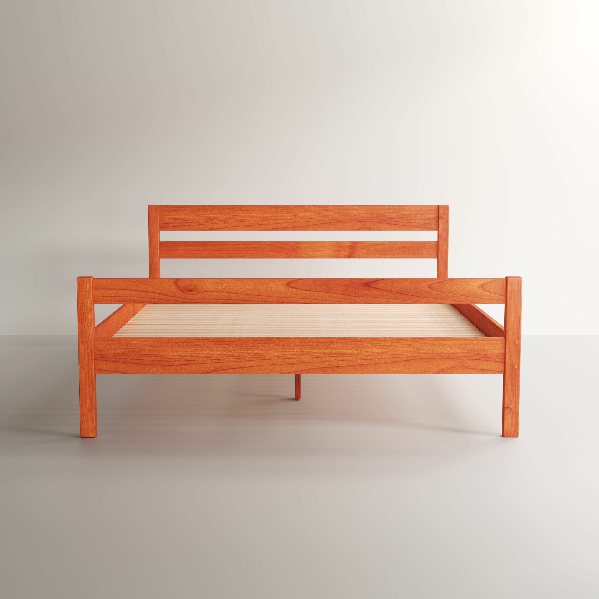 Кровать двуспальная, 140х200 см, Hansales, деревянная, из массива березы, двуспальная, с изножьем, цвет красное дерево