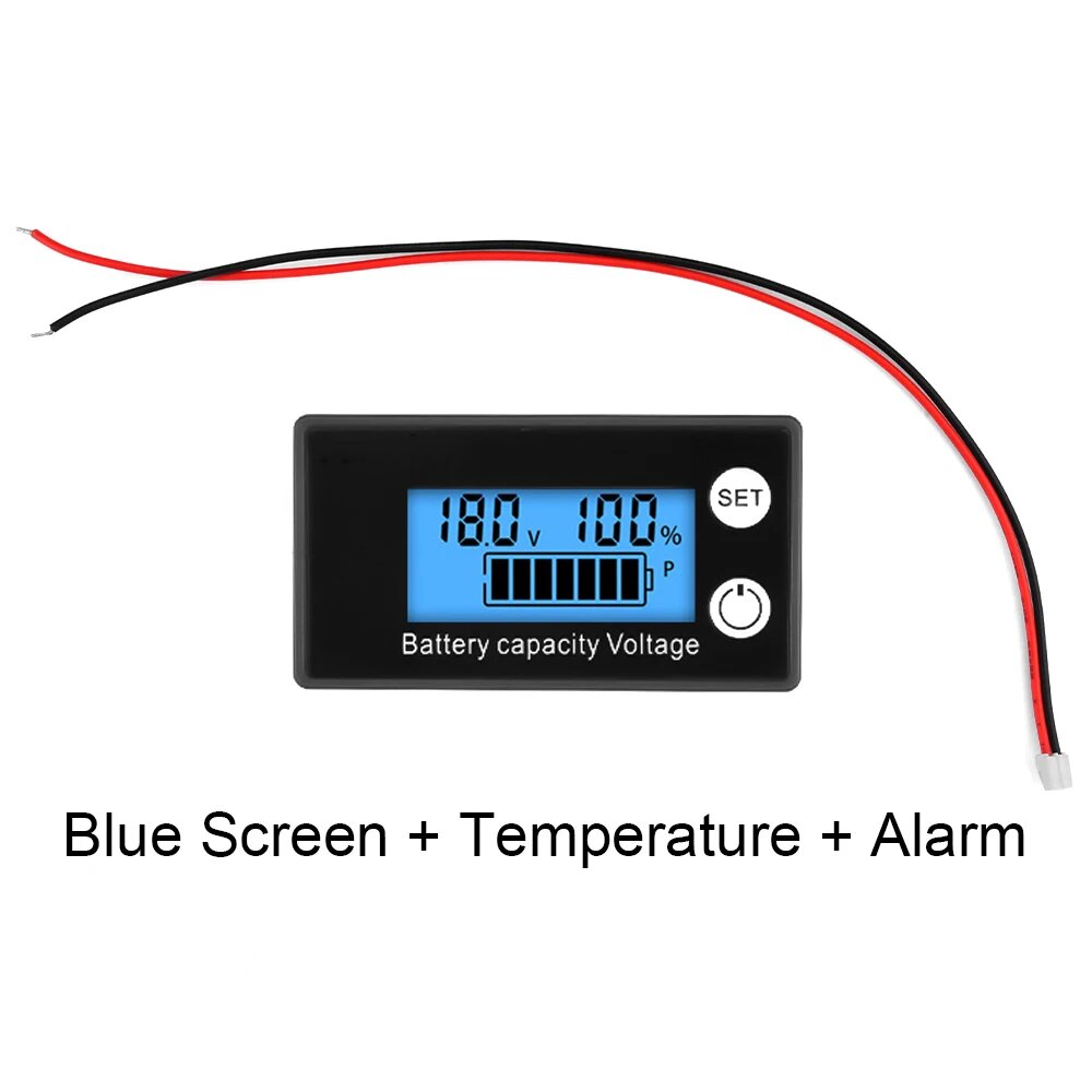 Вольтметр Battery Capacity Voltage с Blue Screen, Temperature и Alarm