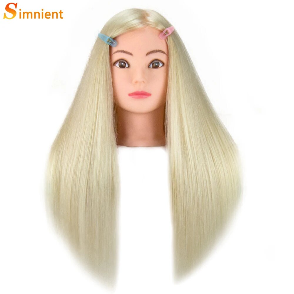 Голова-манекен Simnient для парикмахеров с натуральными волосами Only White Head
