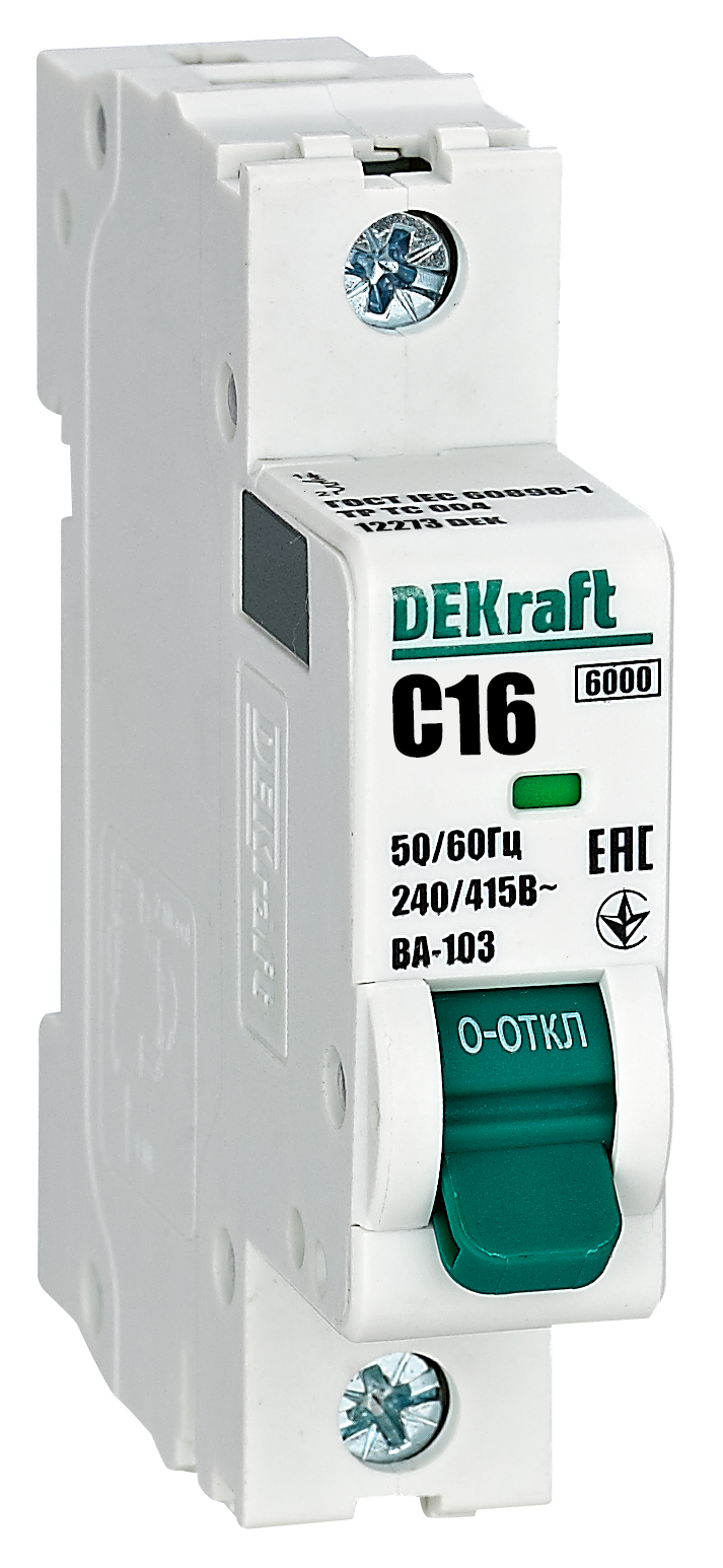 Автоматический выключатель DEKraft / ДеКрафт ВА-103, 1P 1А характеристика C, 6кА, 12264DEK / электроавтомат