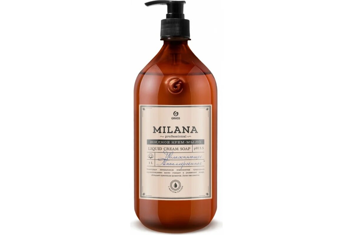 Grass Крем-мыло жидкое увлажняющее "Milana Professional" флакон 1000мл 125645