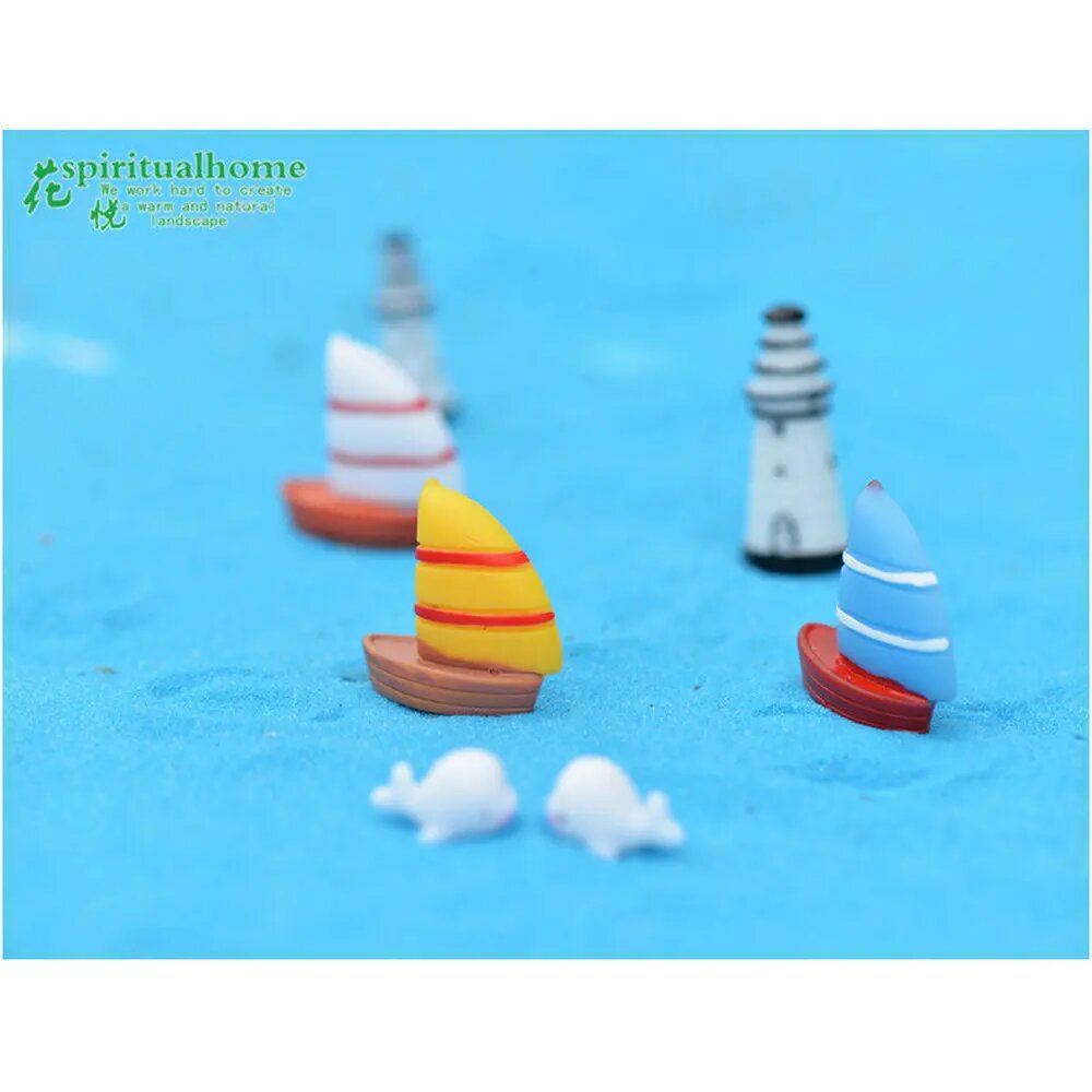 Миниатюрная парусная лодка Yellow Small для сада