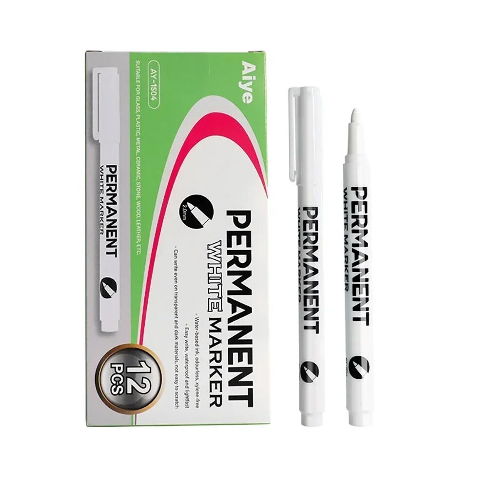 Белый водостойкий маркер для граффити 12PCS Pen with Box
