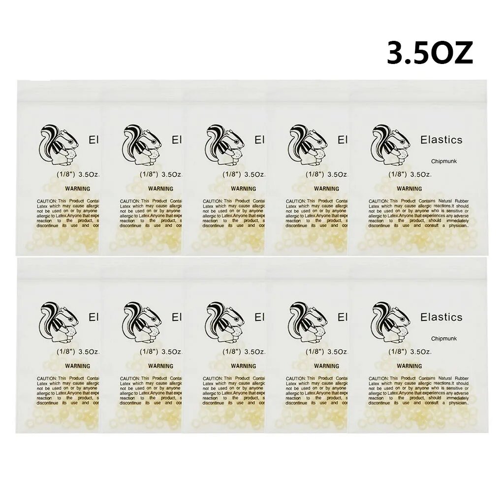 Эластичные резинки для брекетов DCLOUD 1000 шт. 2,5/3,5/4,5/5,0/6,5 унции 3.5OZ Chipmunk 10Bag