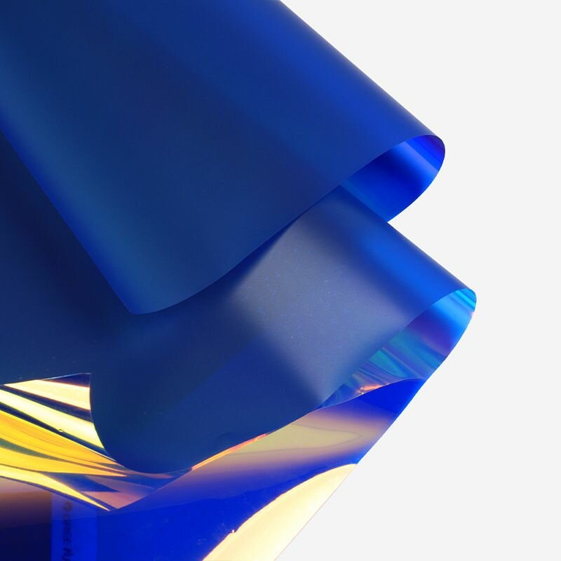 Пленка матовая для упаковки цветов, подарков "Голографический" синий 50х50 - 10 шт.