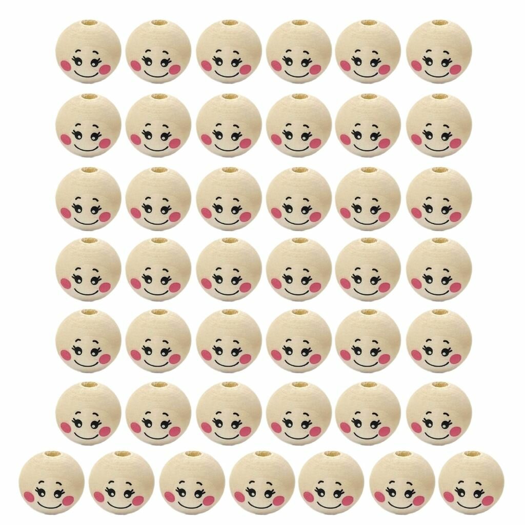 Деревянные бусины для куклы Смайлик