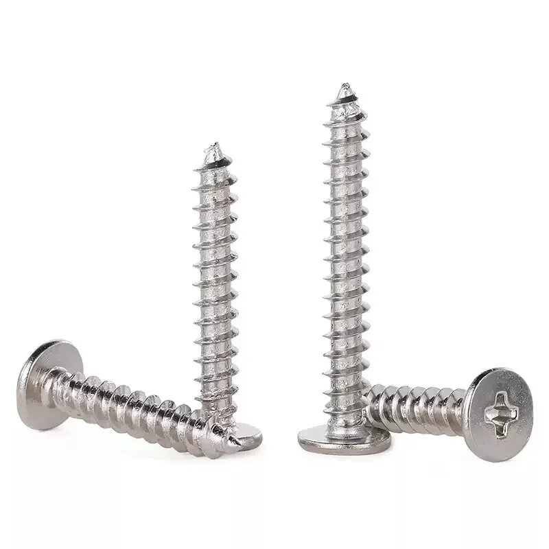 Черные/никелированные саморезы по дереву M1.2 M1.4 M1.7 M2 M2.3 M2.6 M2-100pcs, Nickel Plated, 4 мм