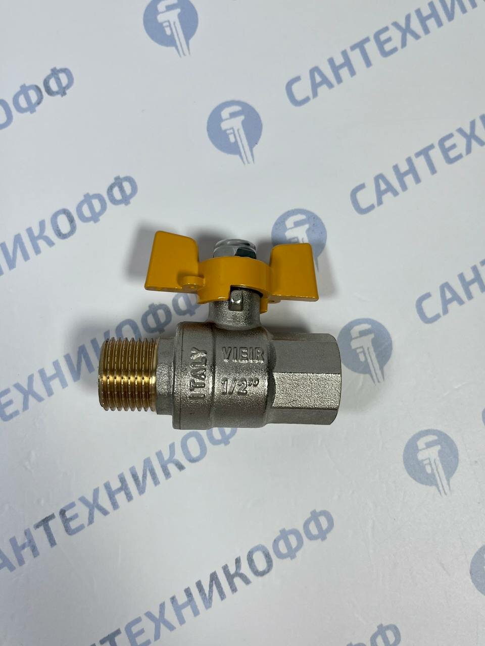 Кран шаровый для газа VIEIR 1/2"х1/2"ВР-НР ручка-бабочка VRQ211-01