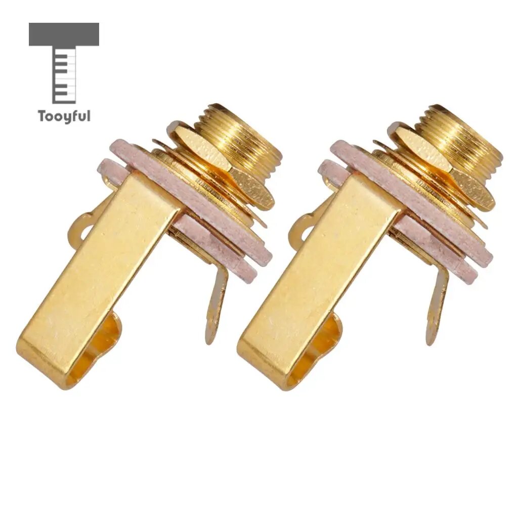 Tooyful Латунные разъемы для гитары 6,35 мм 2 шт. Golden