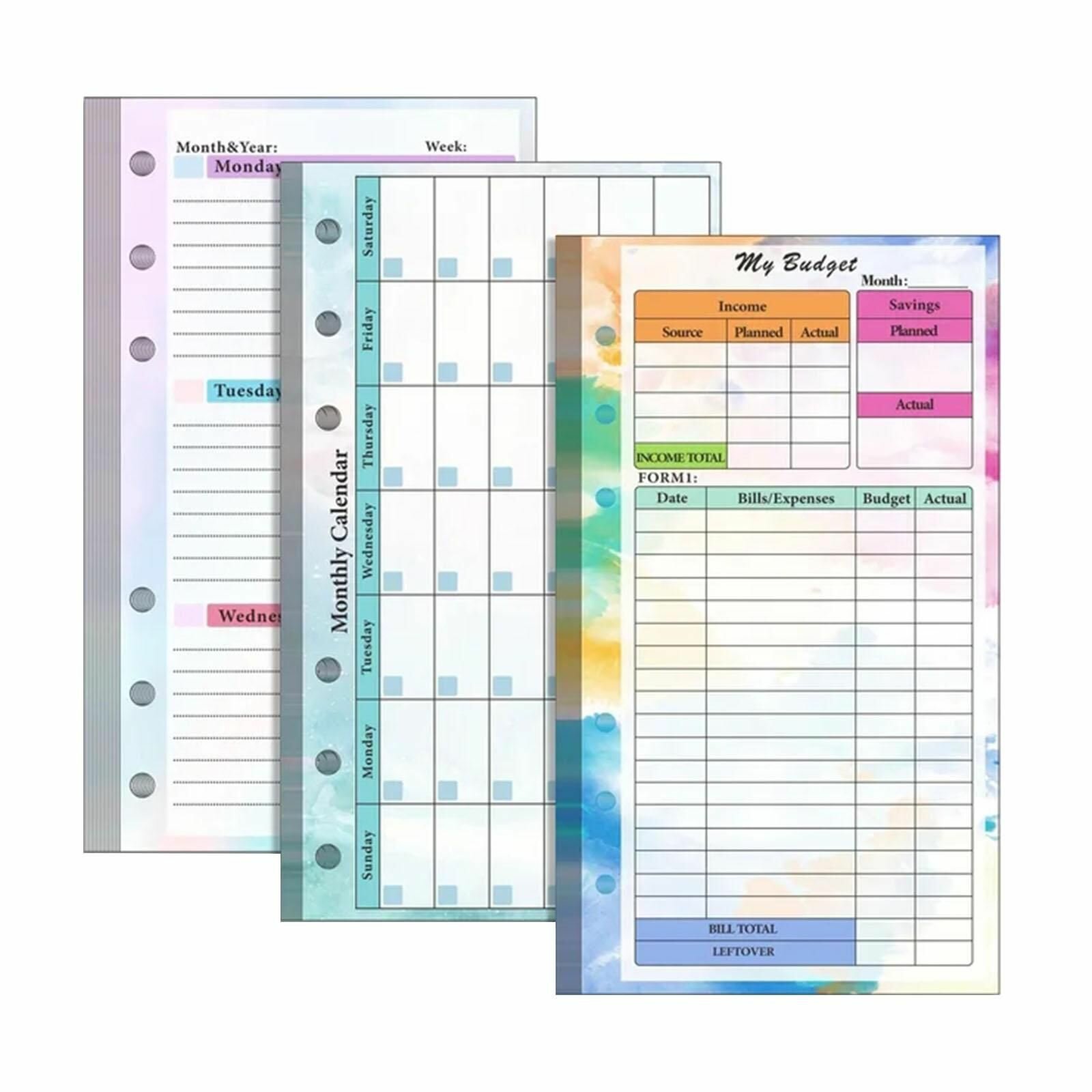 Блок для записей в клетку, 100 листов, формат А6, 6 колец, для ежедневника, студенческого и личного использования