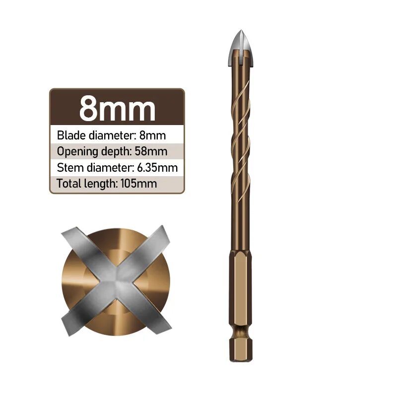 Сверло спиральное 8mm, длина 105mm