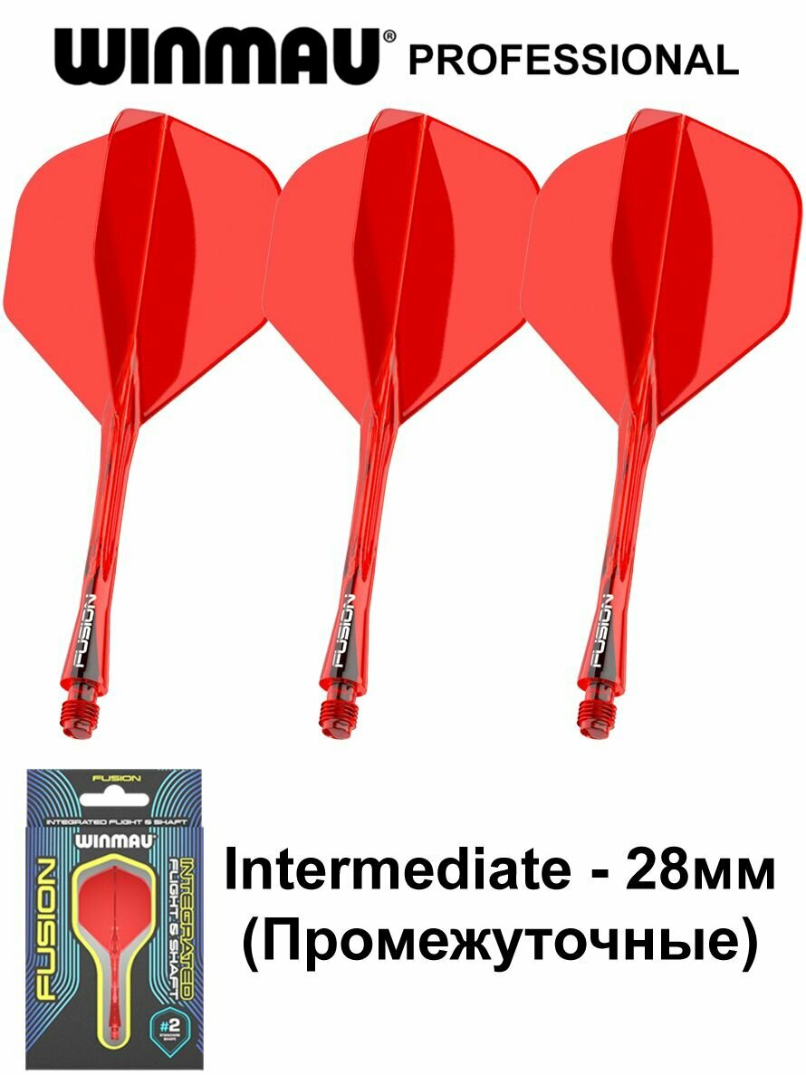Литые оперения с хвостовиками WINMAU FUSION Intermediate Red (красные). Профессиональный уровень. Для дротиков Дартс.