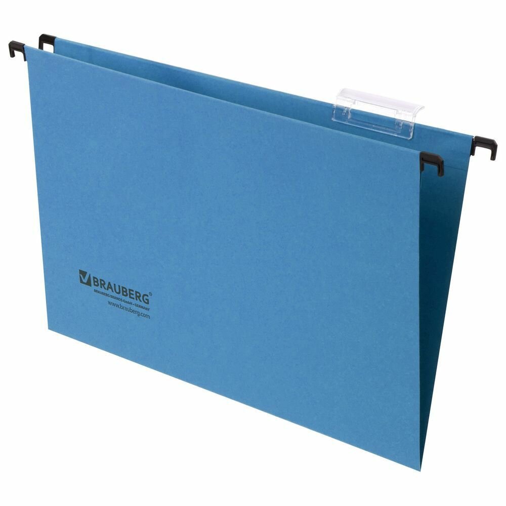 Подвесные папки А4/Foolscap (406х245 мм), до 80 листов, комплект 10 шт, синие, картон, BRAUBERG (Италия)