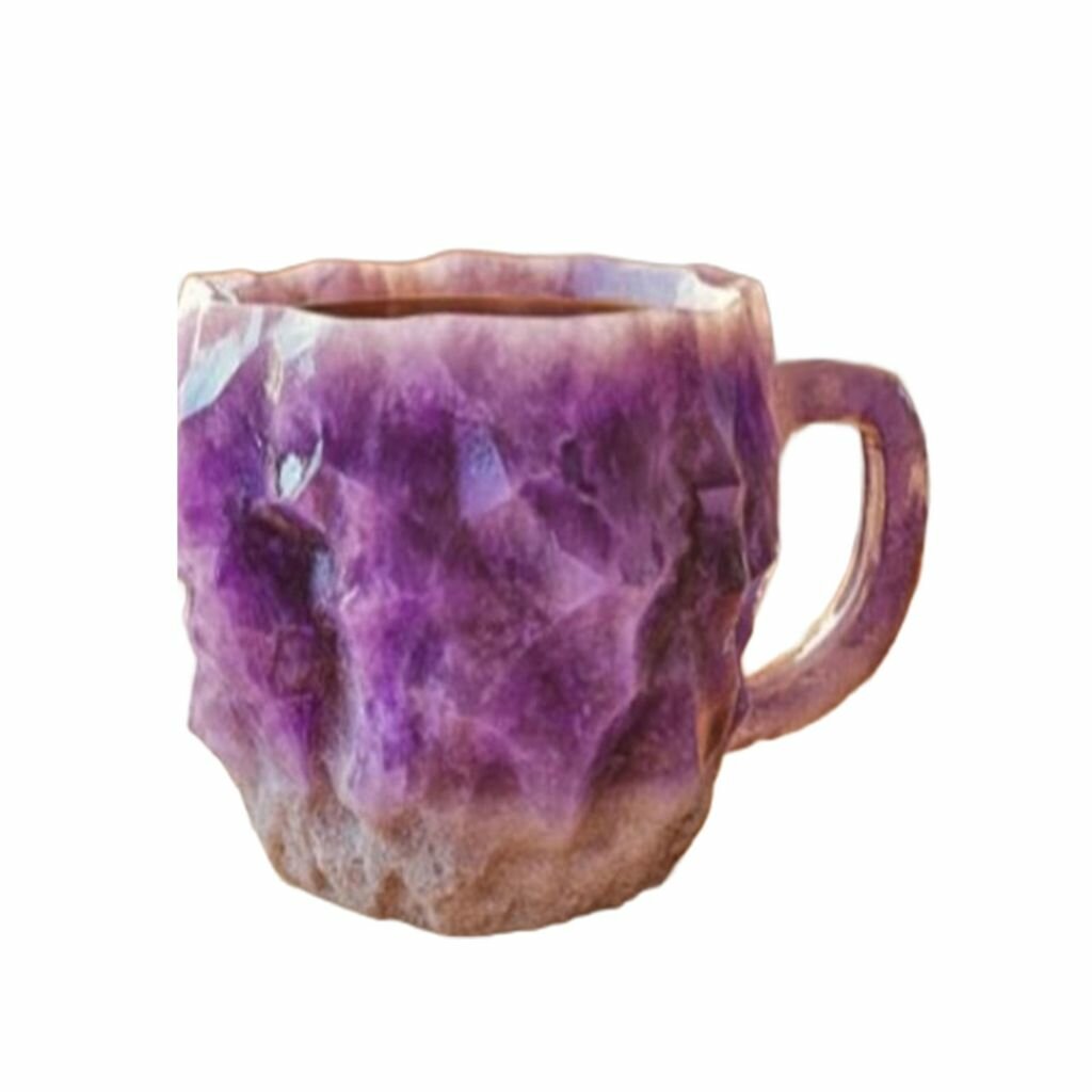 Чашка, Кофейная кружка из минералов и смолы - фиолетовая