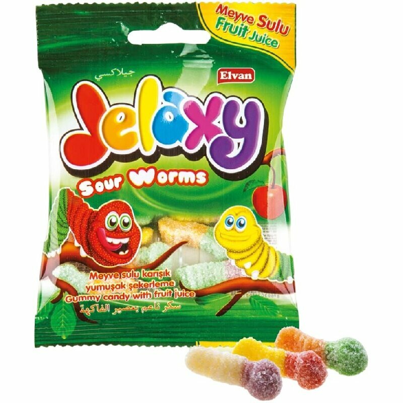 Мармелад JELAXY Sour Worms Червячки к/с (80г шоубокс) 80г2