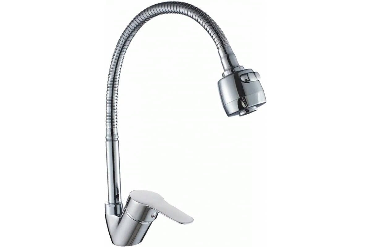 Елочка DOKORONA с гибким изливом однорычажный хром 40 излив круглый DK-4703B-750