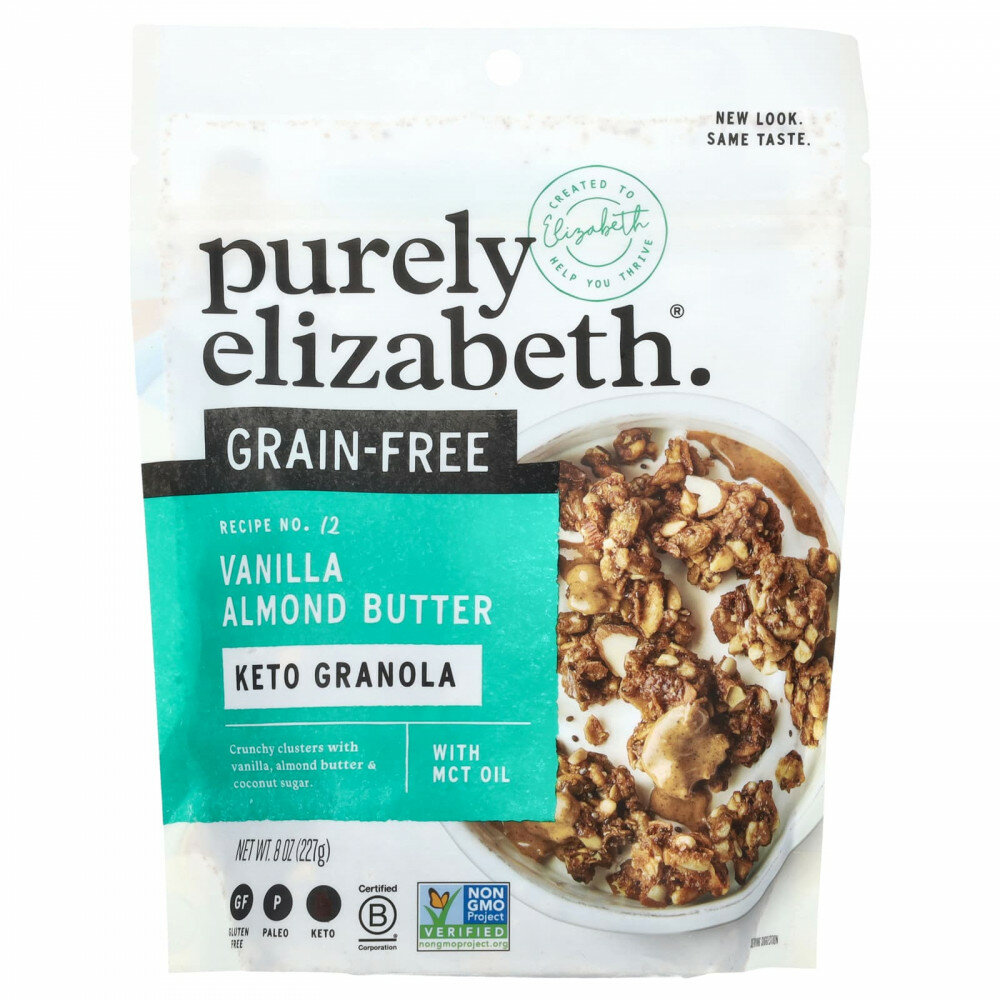 Purely Elizabeth, Keto Granola Clusters, без зерен, ванильное и миндальное масло, 227 г (8 унций)