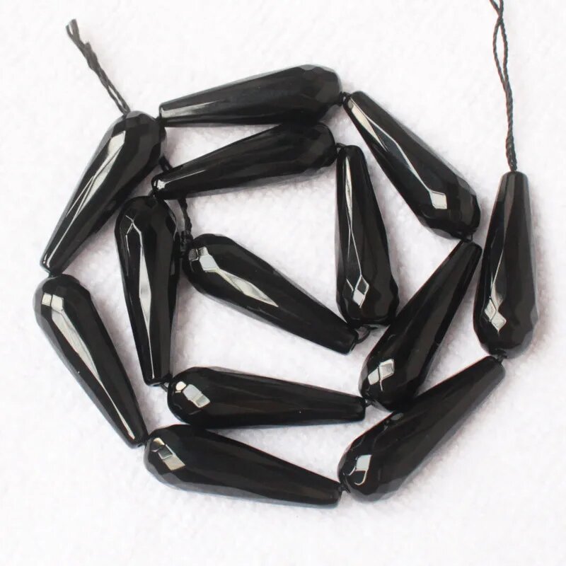 Бусины черные оникс лаerf beads капля 6-50 мм 15 дюймов 10x30mm