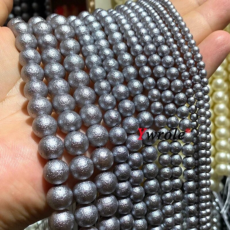 Бусины из хлопка и жемчуга YWROLE 6 8 10 мм 6mm 58-60pcs, black