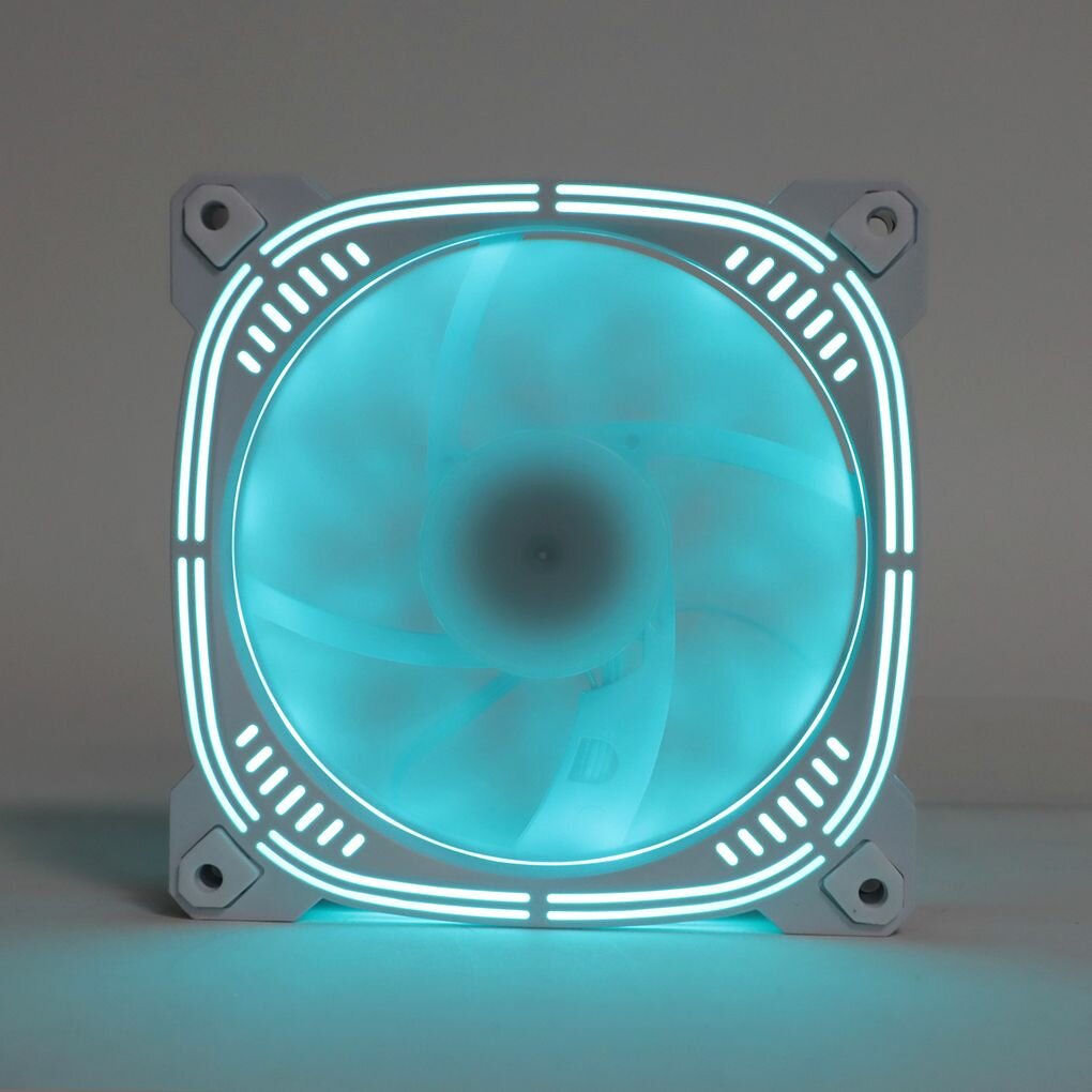 Вентилятор TESLA RGB120 CW, 120мм, 1200rpm, 3-pin+Molex, белый/Ice Blue